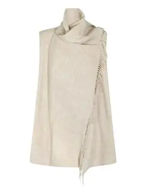 Fabiana Filippi Sleeveless Waistcoat With Fringe - Neutrals