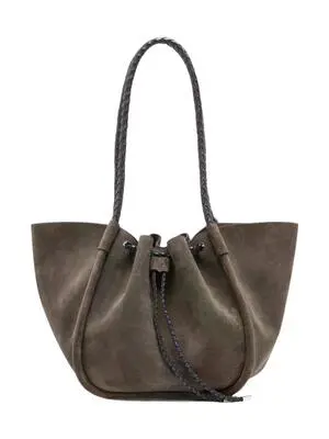 Proenza Schouler Large Ruched Tote In Suede And Braided Calf - Brown