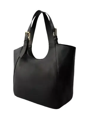 Furla Grained Leather Tote Bag - Black