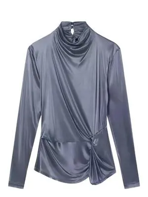 Giorgio Armani Draped Knot Detail Top - Grey