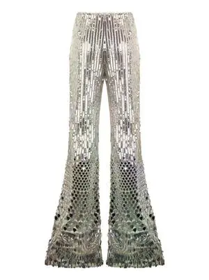 Alberta Ferretti Sequin Embellished Flared Trousers - Silver