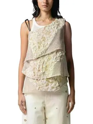 MULLER OF YOSHIOKUBO Asymmetrical Layered Mesh Top - Neutrals