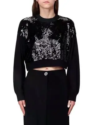 Emporio Armani Sequin-embellished Crew Neck Sweater - Black