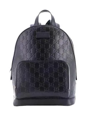 Gucci Signature Pocket Ssima Leather Backpack - Black