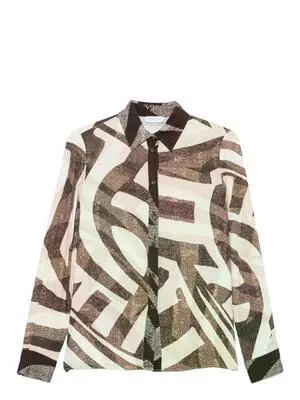 ZANETTI Abstract Print Long Sleeve Shirt - Neutrals