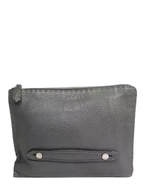Fendi Selleria Leather Clutch Bag - Grey