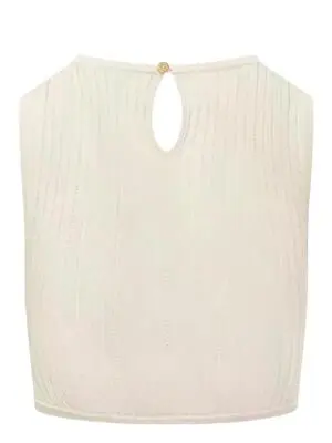 Elisabetta Franchi Ribbed Knit Crossover Top - Neutrals