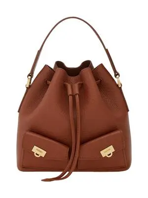 FERRAGAMO Leather Bucket Bag - Brown