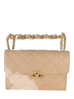 CHANEL Chanel Quilted Lambskin Small Flap Bag With Chain Top Handle