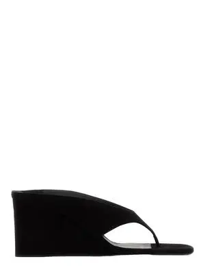 Alaïa Suede Wedge Thong Mules - Black