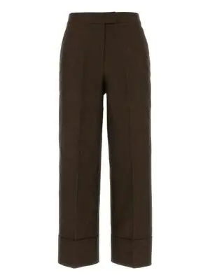 PT TORINO Chocolate Cotton Blend Palazzo Pants - Brown