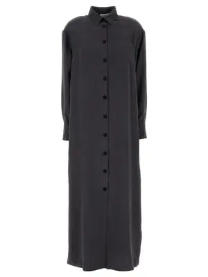 THE NINA STUDIO Graphite Viscose Blend Shirt Dress - Grey