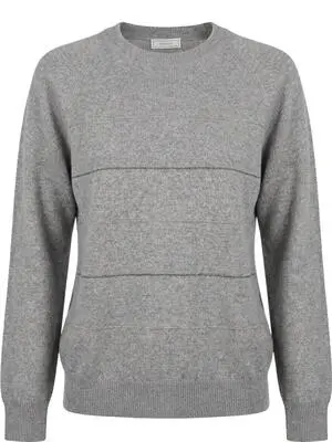 Peserico Striped Fine Knit Sweater - Gray