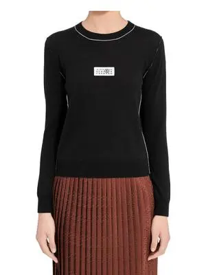 MAISON MARGIELA Ribbed Jumper With Contrast Trim - Black