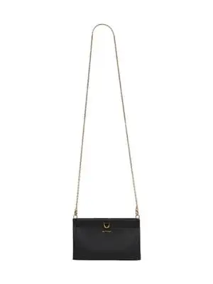 Etro Mini Leather Clutch With Chain Shoulder Strap - Black