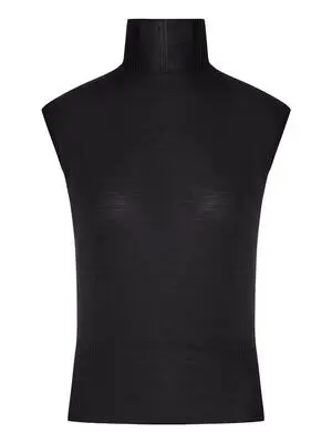 Rick Owens Ribbed-knit Sleeveless High Neck Top - No