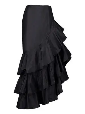 Johanna Ortiz Spirit Of Exploration Ruffled Silk Skirt - Black