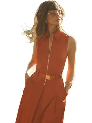 L'Agence Kolton Midi Dress With Belt And Zip Detail - Sienna