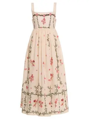 Agua Bendita Barbara Cauca Embroidered Cotton Midi Dress - Multicolor