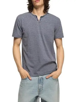 Lucky Brand Stripe Venice Burnout Henley - Blue Multi