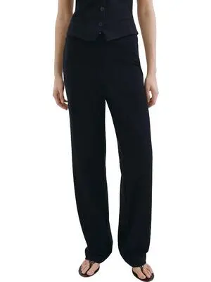 Mango Wide Leg Pants - Navy