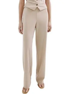 Mango Wide Leg Pants - Sand