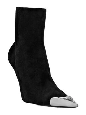 Philipp Plein PHILIPP PLEIN Suede Ankle Boots With Embellished Metal Toe Cap Black