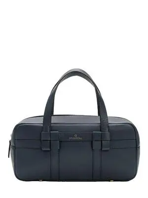 LA PORTEGNA Bibi Leather Bag With Shoulder Strap - Navy