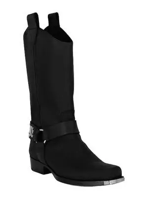 PHILIPP PLEIN Philipp Plein Gothic Lettering Leather Harness Boots