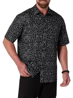 SYNRGY BY DXL Big & Tall Bandana Print Sport Shirt V2 - Black