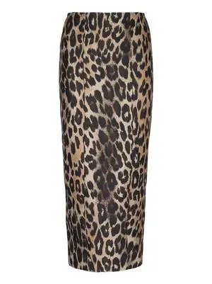Balmain Leopard Jacquard Pencil Skirt - Brown