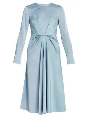 Erdem Embroidered Draped Midi Dress - Blue