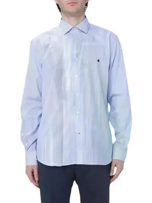 BROOKSFIELD Striped Logo-embroidered Shirt - Blue