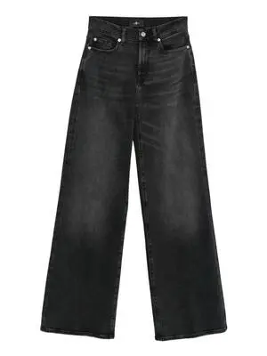 7 For All Mankind Lotta Faded-effect Wide-leg Jeans - Grey