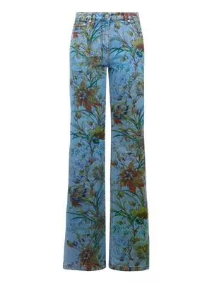 Etro Floral Motif Flared Jeans - Blue