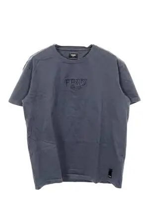 Fendi Logo Embroidered T-shirt - Grey