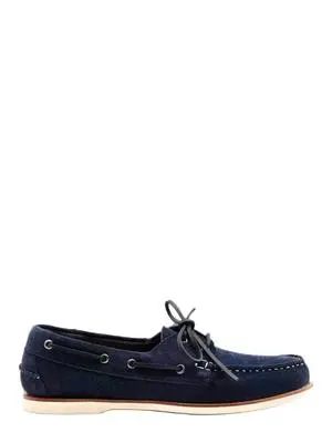 BERWICK 1707 Suede Lace-up Boat Shoes - Blue