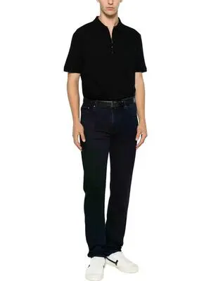 Emporio Armani Zip-fastening Logo-patch Polo Shirt - Black