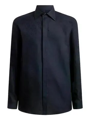 Etro Cotton Jacquard Shirt With Medallion-motif - Blue