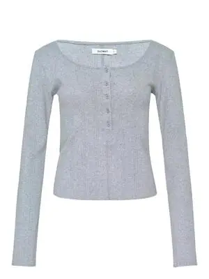 GLOWNY Long-sleeve Polo Top - Grey