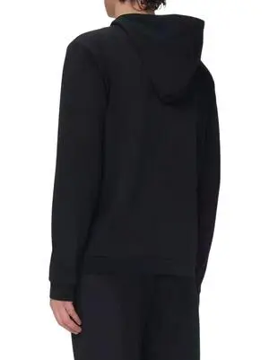 EA7 Logo Print Cotton Hoodie - Black
