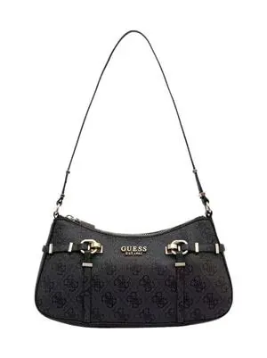 Guess Leona Monogram Shoulder Bag - Black
