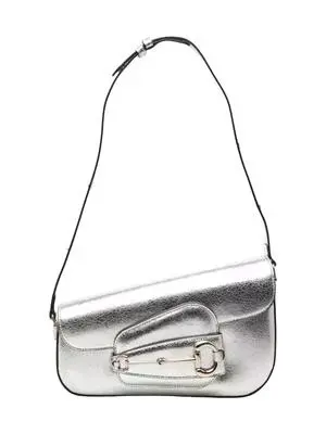 Gucci Metallic Textured Calfskin Asymmetric Horsebit 1955 Shoulder Bag - Silver