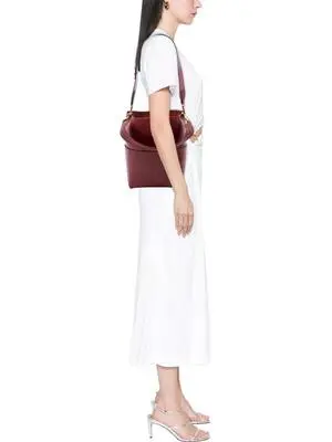 Celine Medium Leather Sangle Bucket Bag Satchel - Red