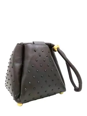 Bottega Veneta Crystal Embellished Lambskin Clutch - Brown