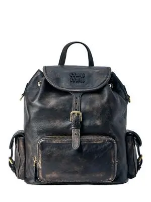 Miu Miu Leather Backpack With Buckle Detail - Multicolor
