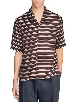 Sandro Striped Boat Neck Shirt - Chocolate
