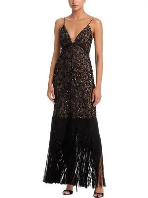 Johanna Ortiz Sequined Embellished Maxi Dress - Black