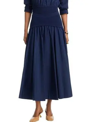 Simkhai Ovie Knit Cotton Midi Skirt - Midnight