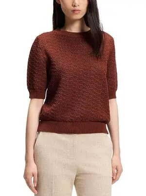 Hugo Boss Folearia Textured Knit Sweater - Rust/copper